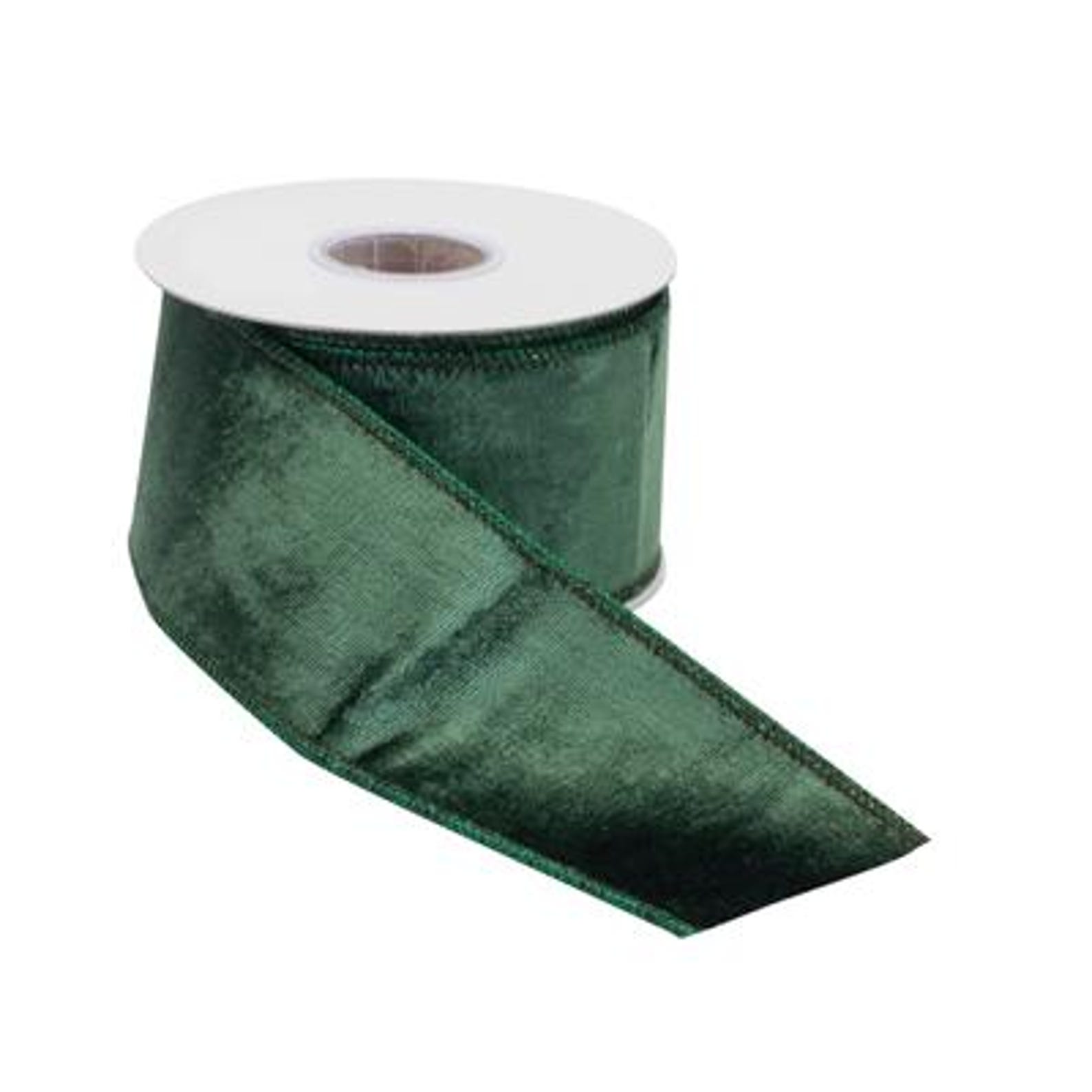 Emerald Green Velvet Wired Ribbon 2.5 Designer Polyester for Christmas ...