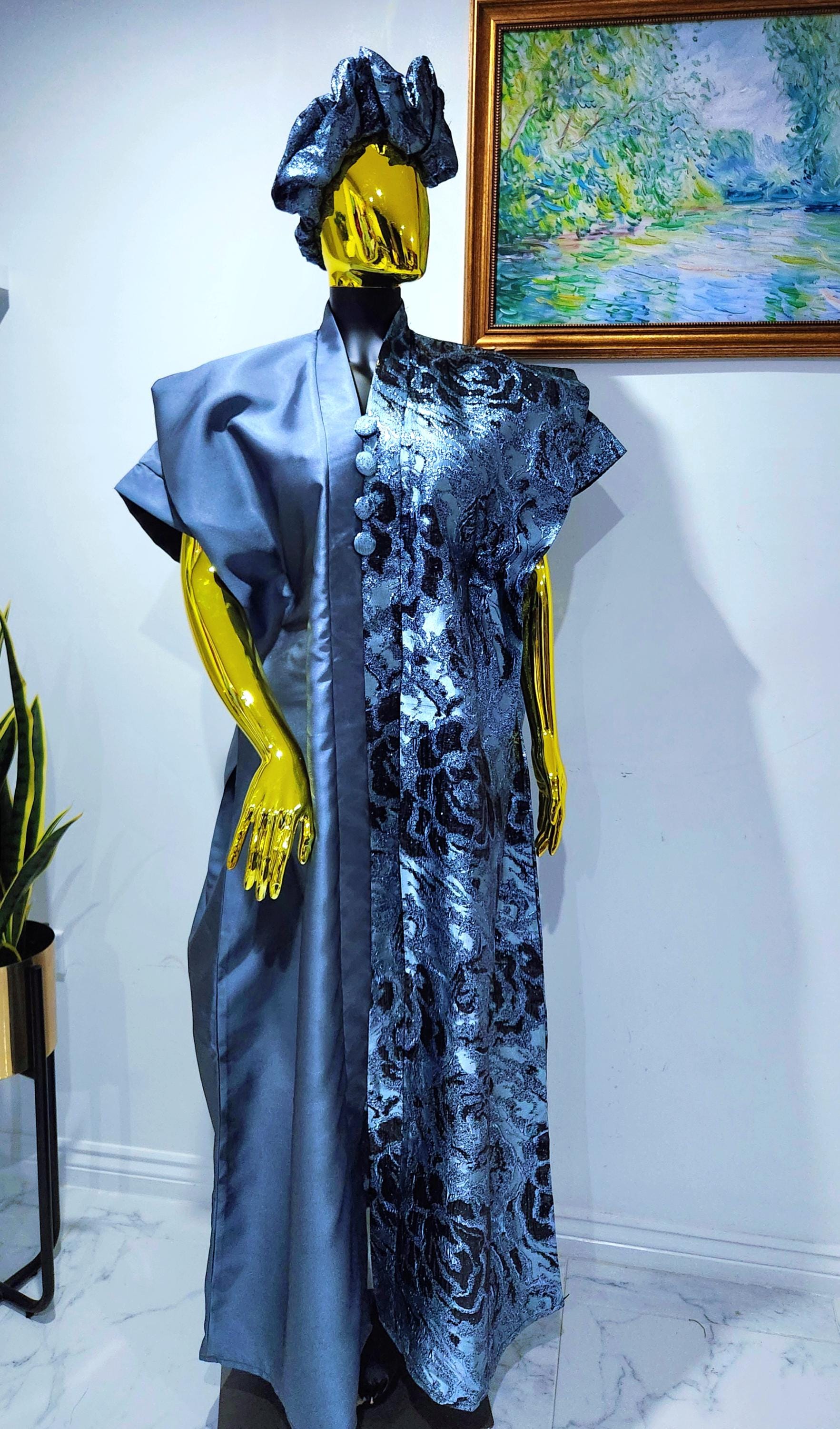 Bubu Boubou Brocade Mikado Dress Small Medium Large With Free Headband ...