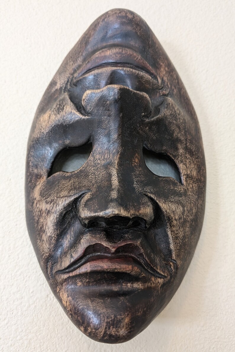 Vintage Hand Carved Wood Theatre Comedy/tragedy Mask - Etsy