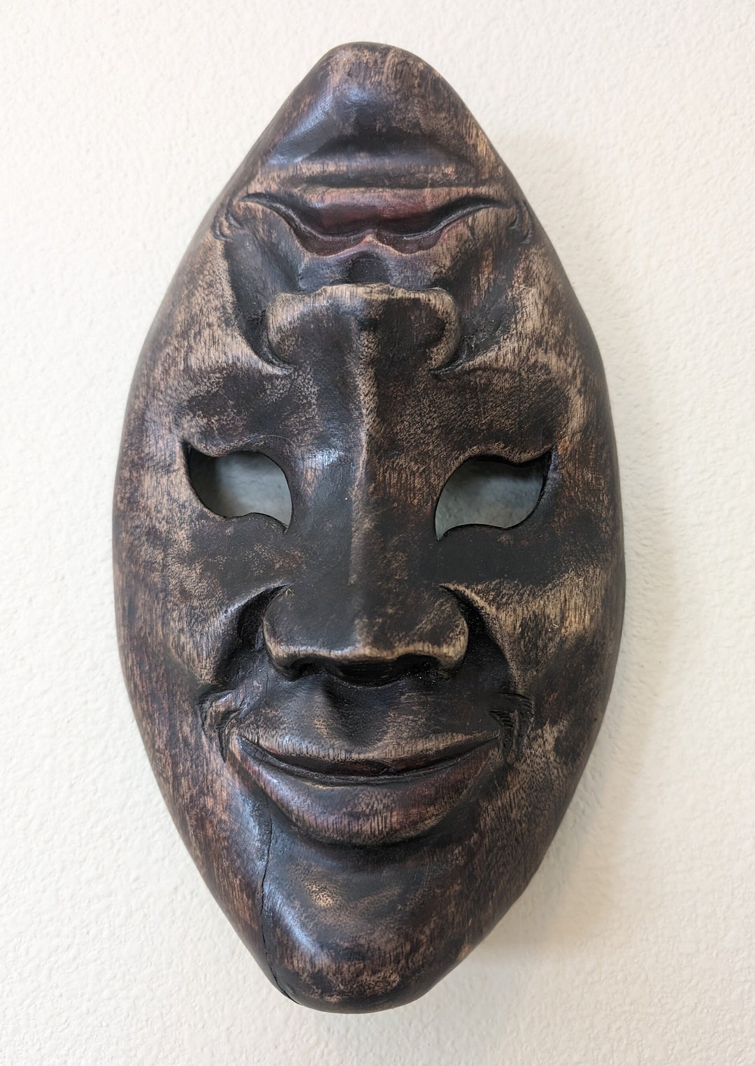 Vintage Hand Carved Wood Theatre Comedy/tragedy Mask - Etsy