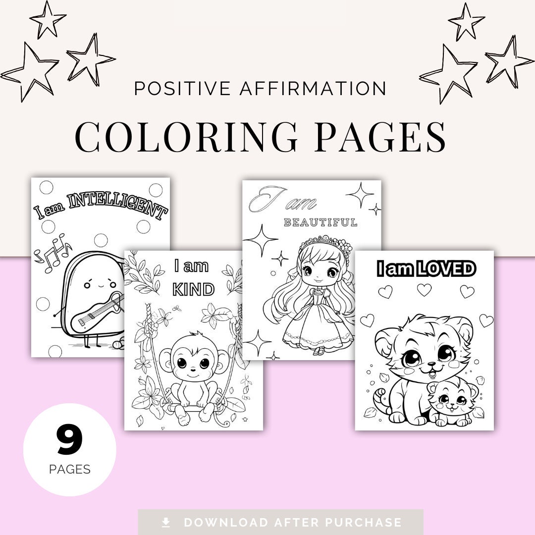 Positive Affirmation Coloring Book - Etsy
