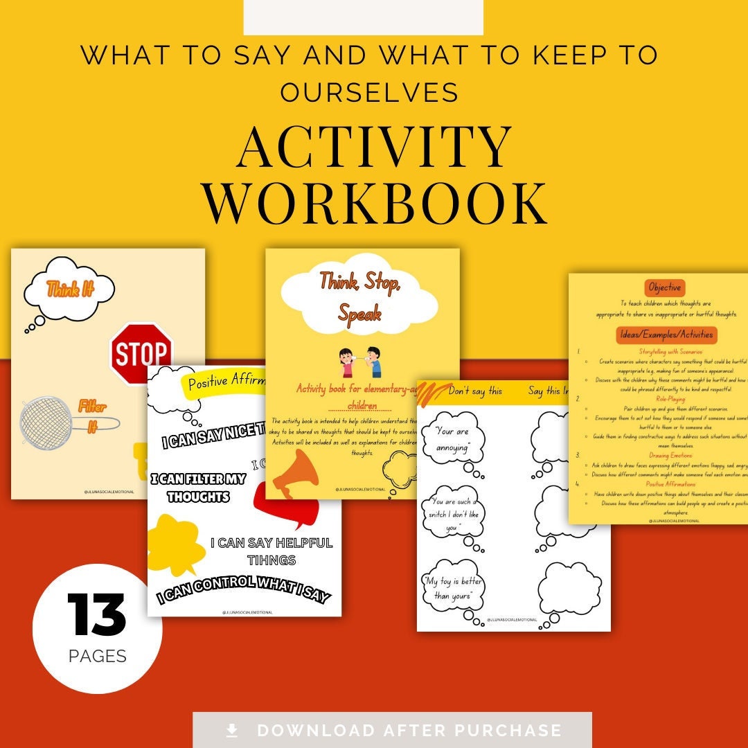 Think, Stop, Speak: Activity Workbook Teaching Children to Control or ...