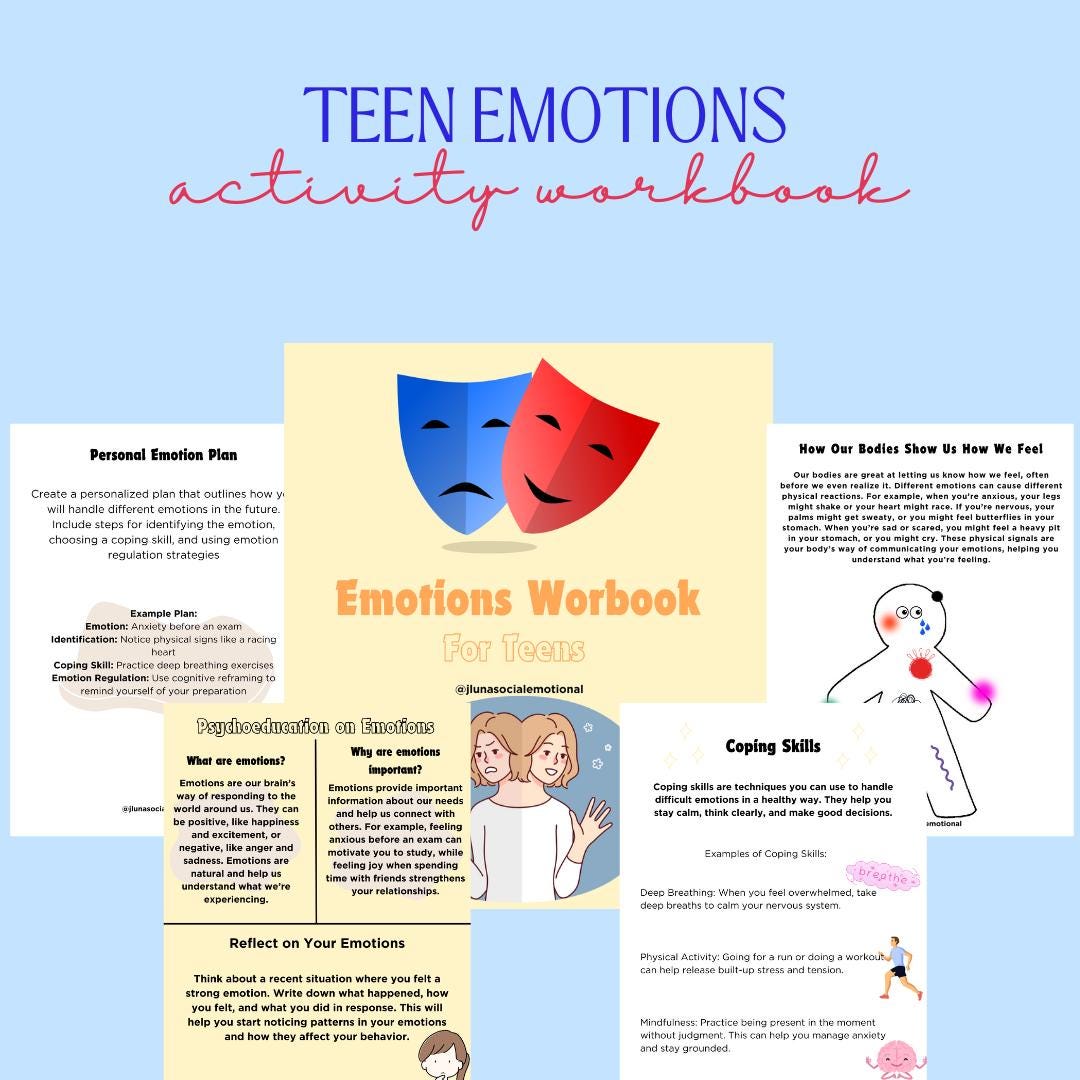 Teenage Emotion Workbook - Etsy