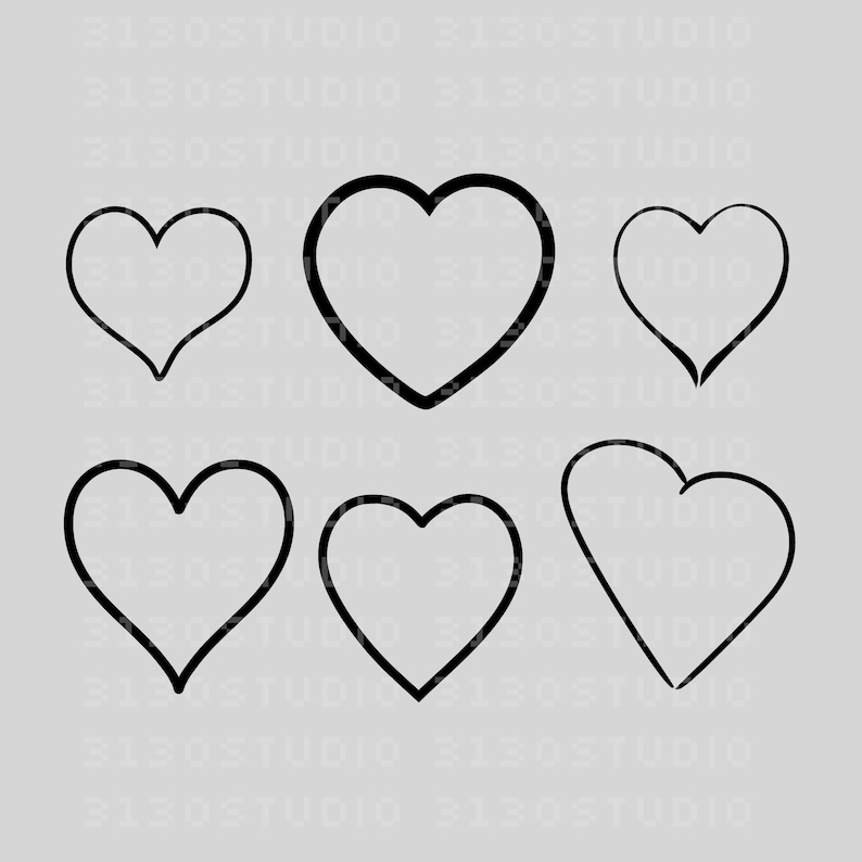 Six Simple Hearts, Svg, Eps, Dxf, Png, Digital Download - Etsy