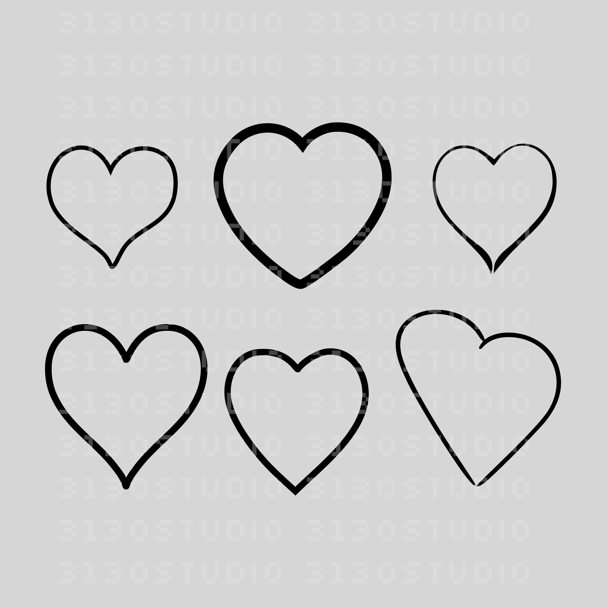 Six Simple Hearts, Svg, Eps, Dxf, Png, Digital Download - Etsy