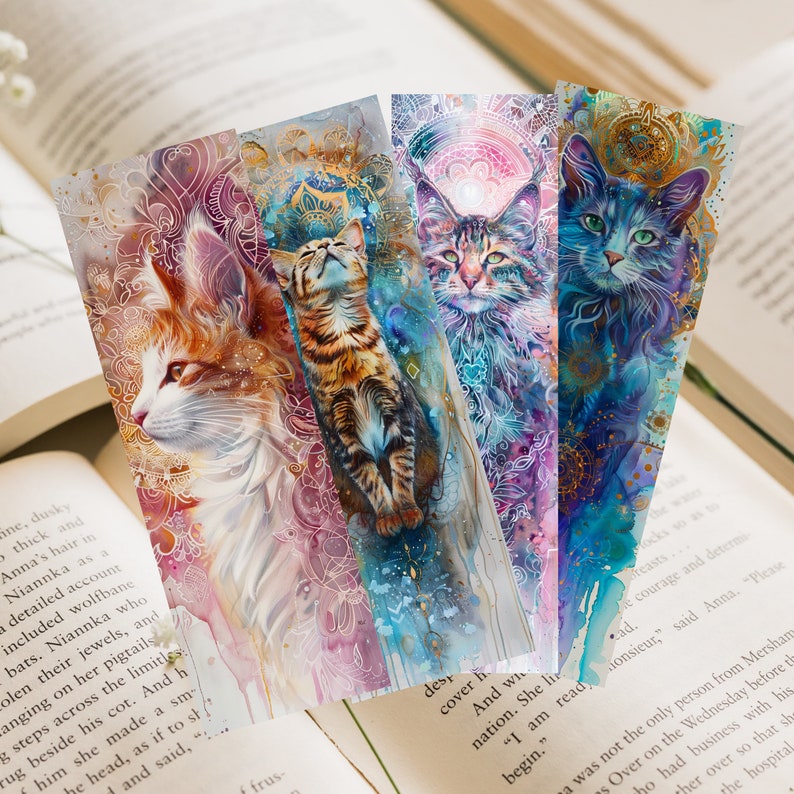 Printable Spiritual Cats Bookmarks, Zen Bookmarks, Relaxing Cats ...