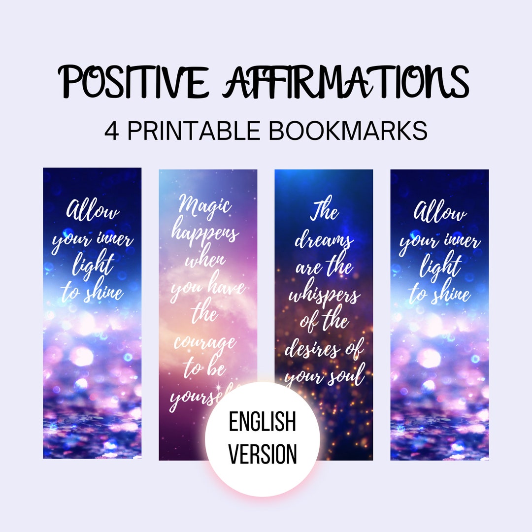 Positive Affirmations Bookmarks, Printable Positive Quotes Bookmarks ...