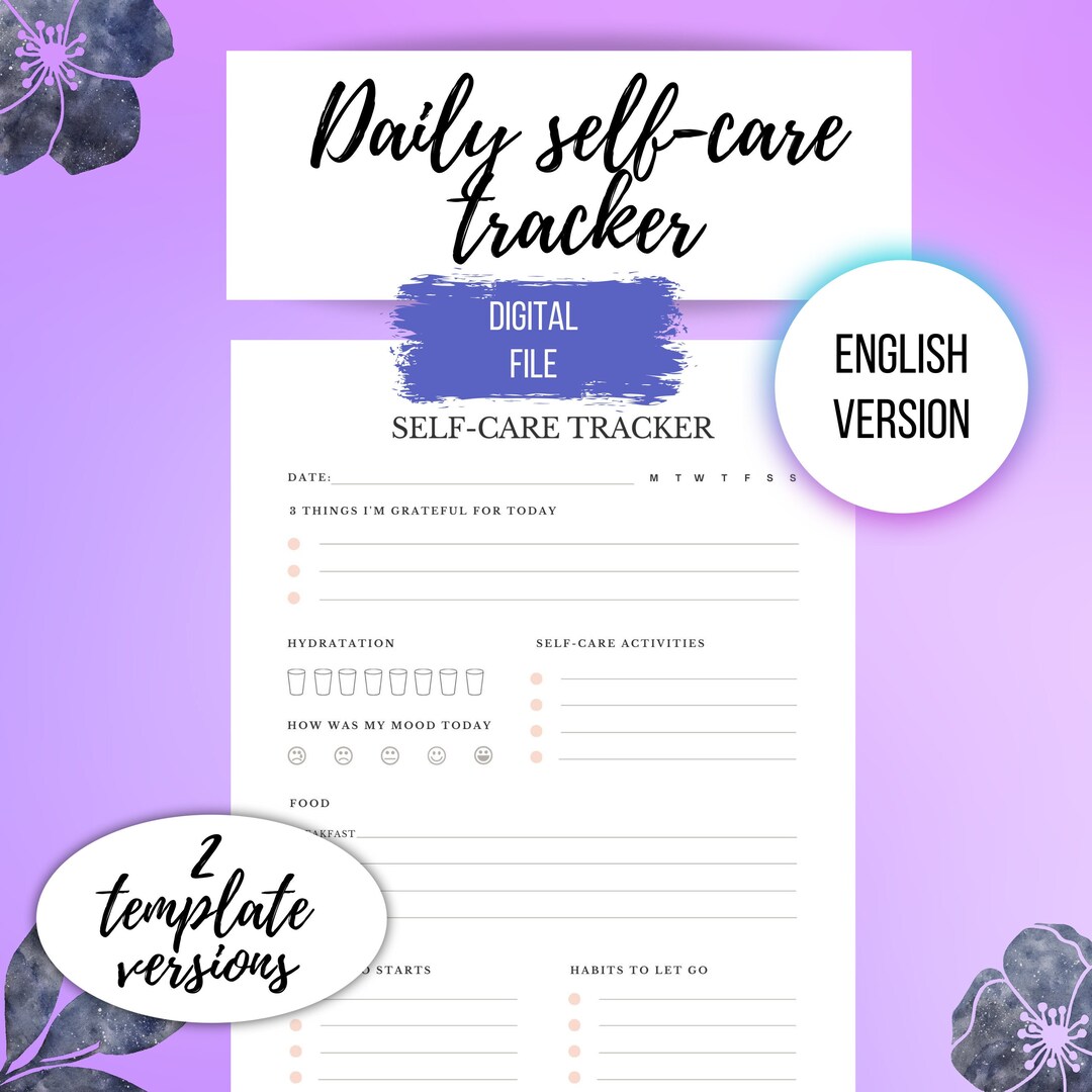 Printable Self Care Planner, Daily Self Care Habits Tracking Sheet ...