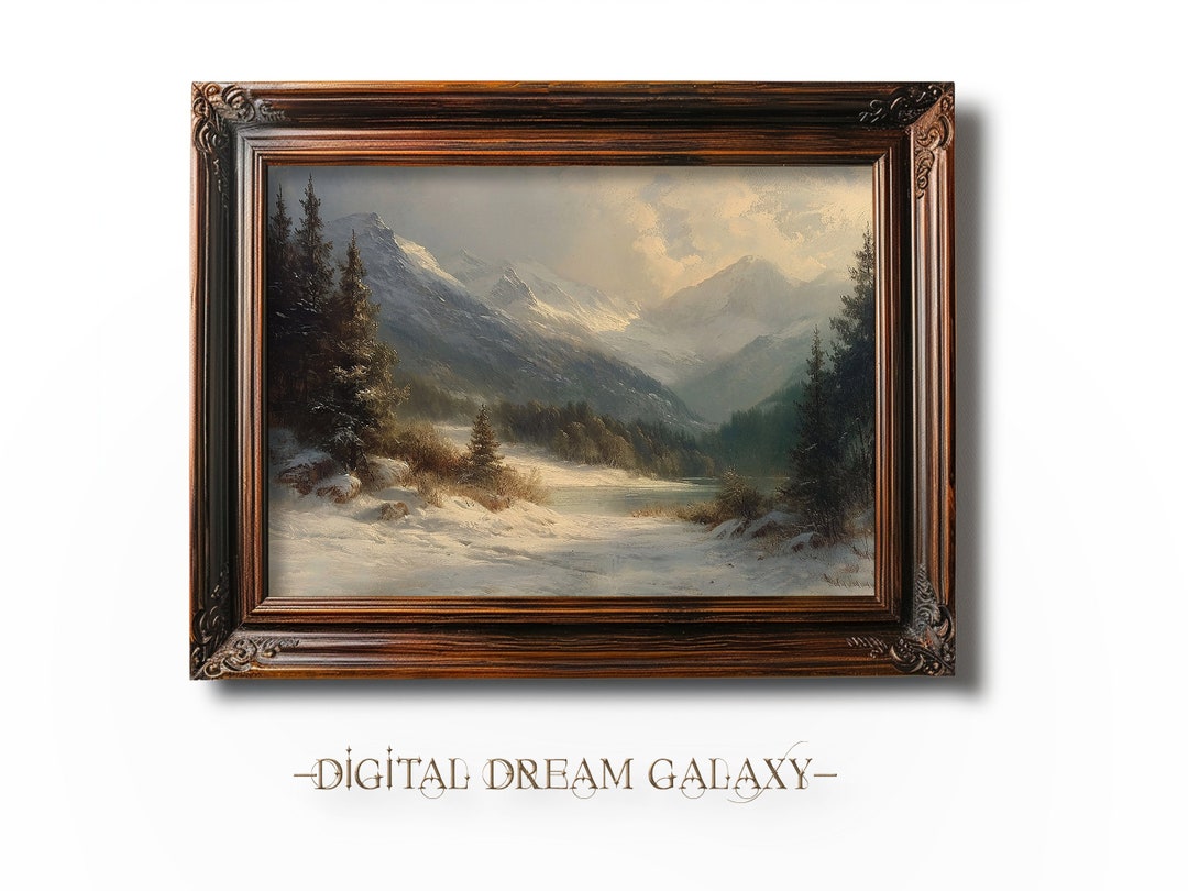Winter Landscape Digital Print Rustic Painting Wall Art Digital ...