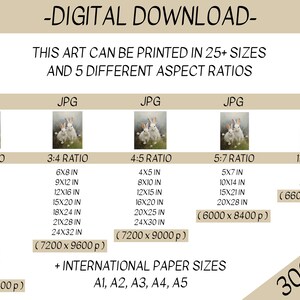 Two White Rabbits Digital Print | Rustic Adorable Bunnies Oil Painting ...