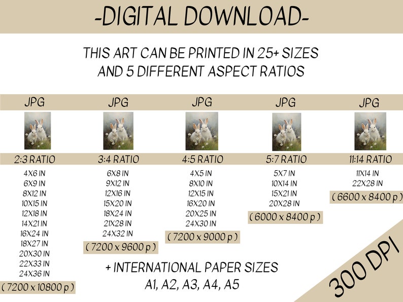 Two White Rabbits Digital Print | Rustic Adorable Bunnies Oil Painting ...