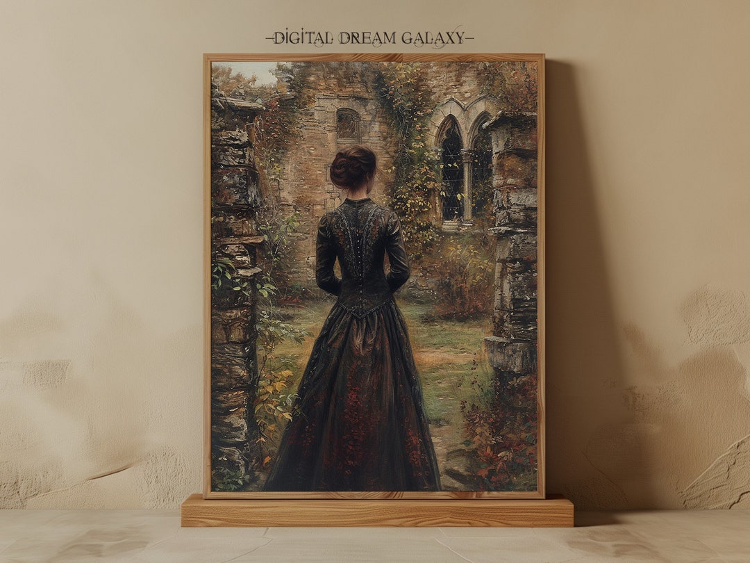 Overgrown Gothic Ruins Digital Print, Back Portrait Oil Painting, Moody ...