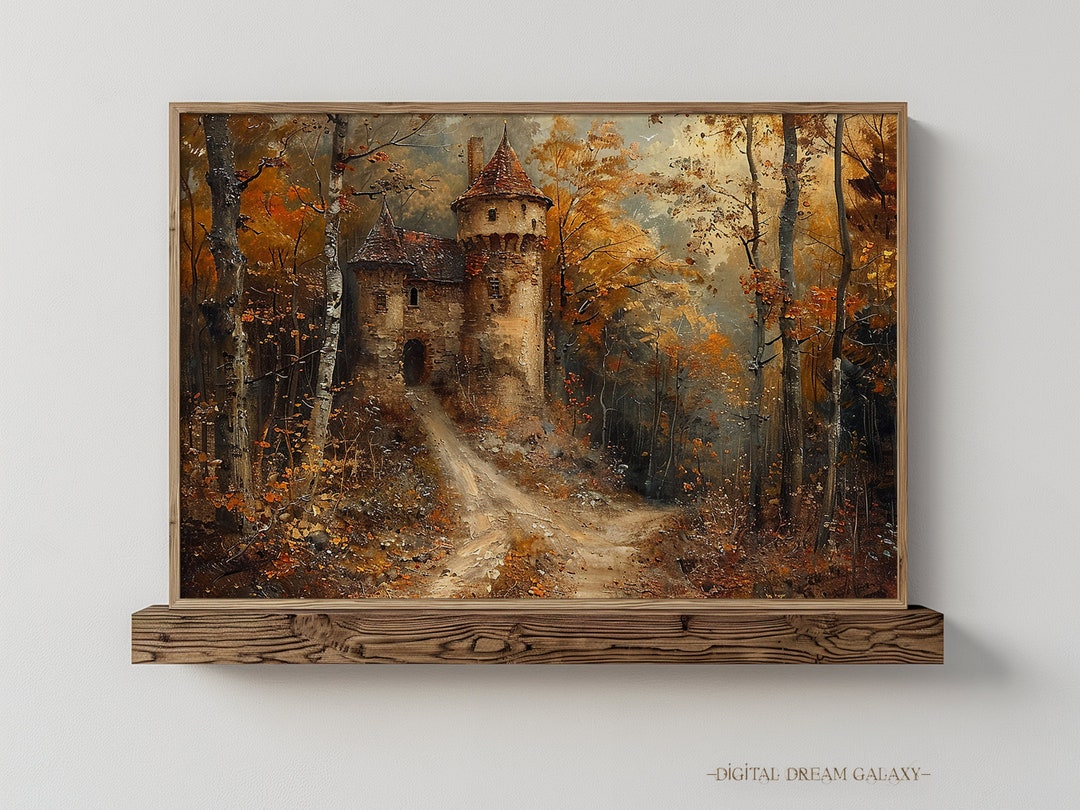 Forest Fort Digital Print | Moody Medieval Inspired Art Painting ...