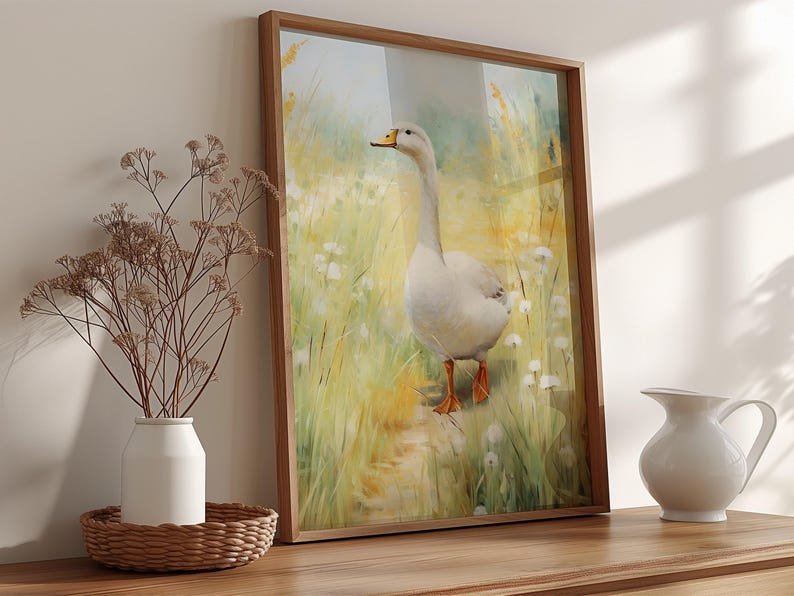 Duck Nature Scenery Digital Print, Vintage Oil Painting, Digital ...