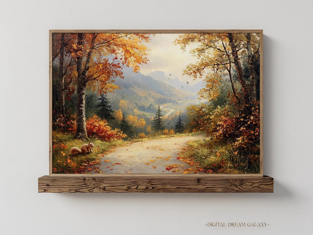 Autumn Pathway Forest Scenery Digital Print | Fall Wildlife Oil ...