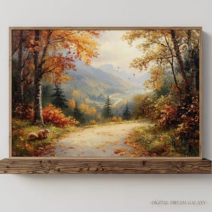 Autumn Pathway Forest Scenery Digital Print | Fall Wildlife Oil ...