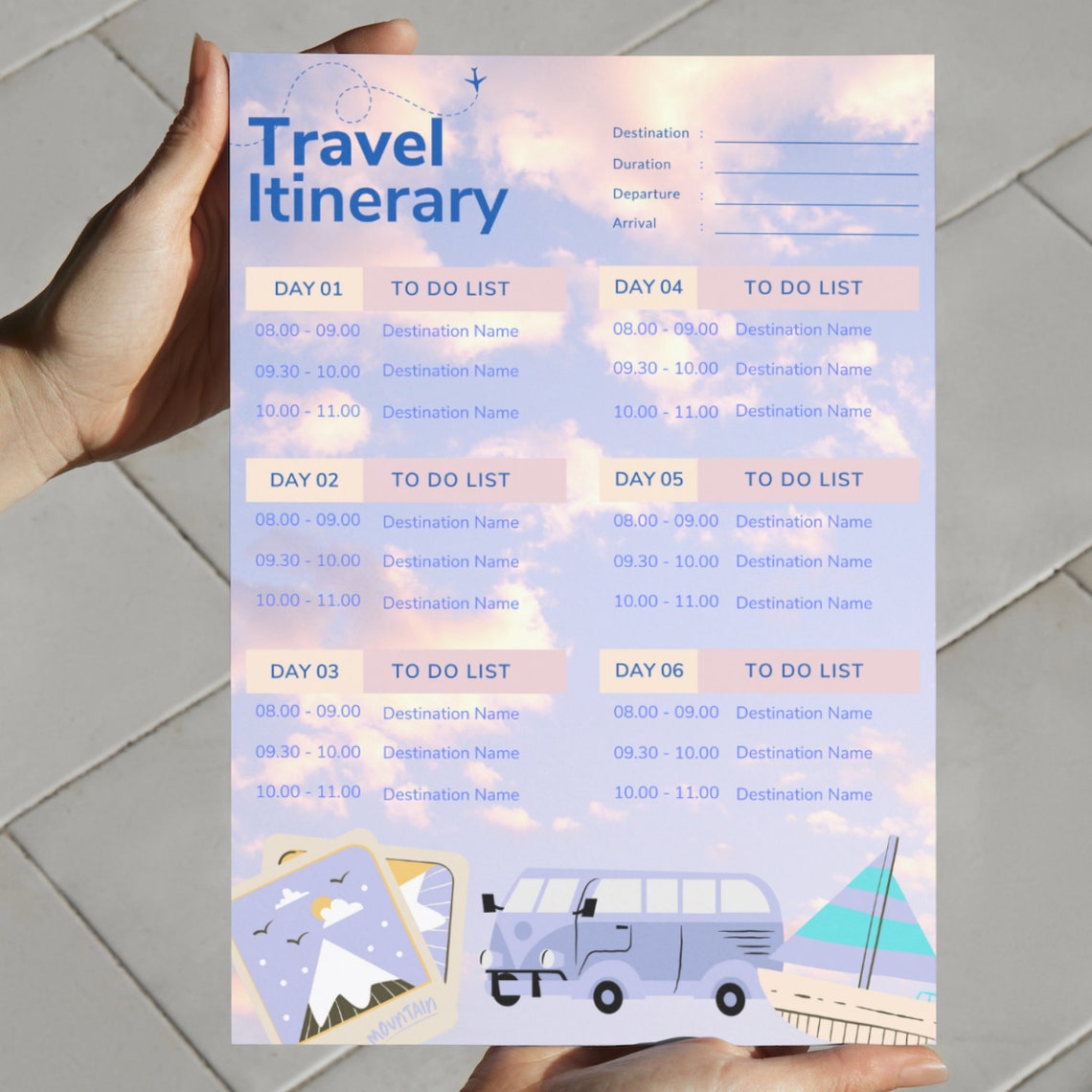 Editable Travel Itinerary Planners, DIY Travel Itinerary Template ...