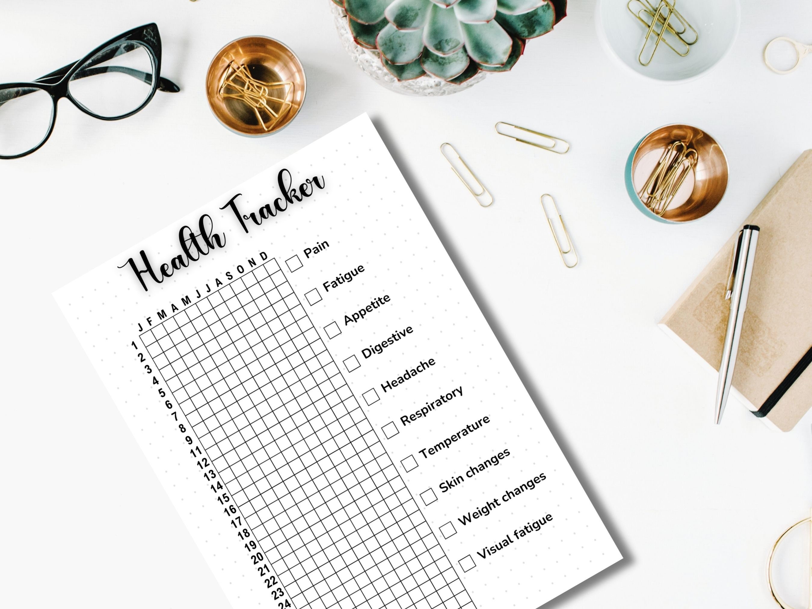 Health Tracker Journal Printable Health Tracker A5, A4 & Letter Journal ...