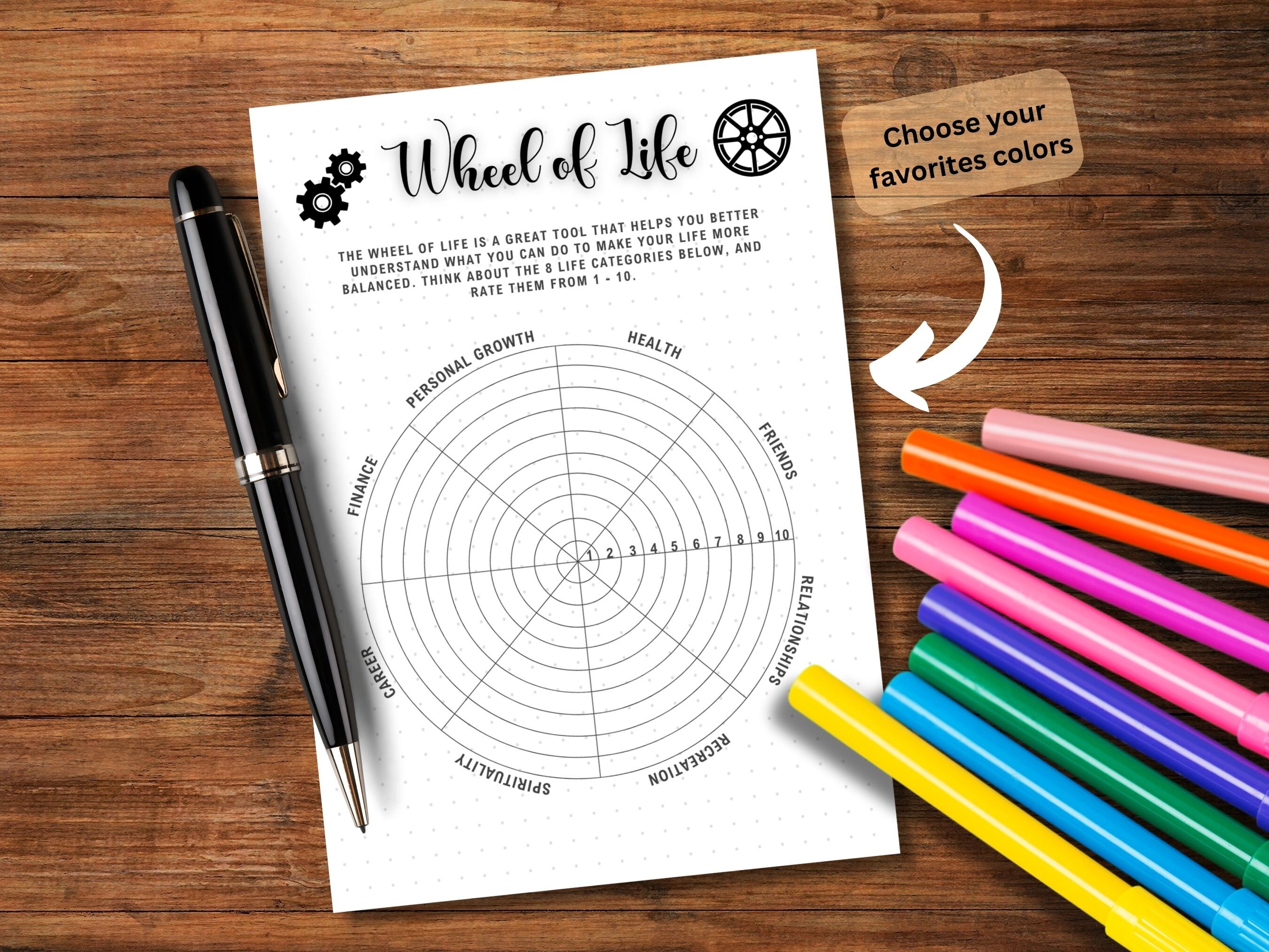 Wheel of Life | Printable Wheel of Life | A5, A4 & Letter Journal Page ...