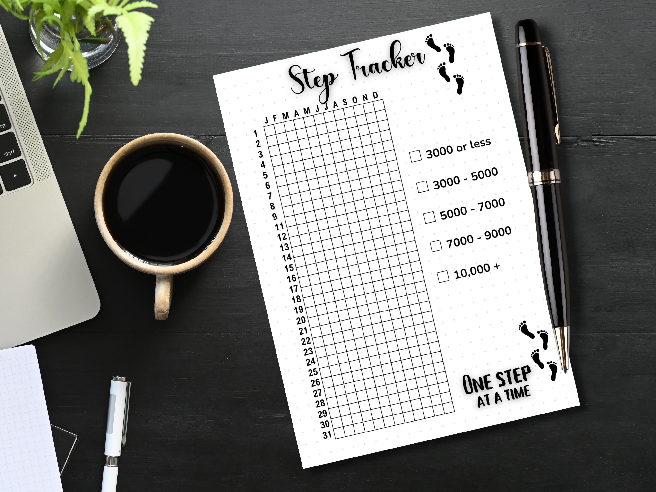 Step Tracker Printable Step Tracker A5, A4 & Letter Journal Page Step ...