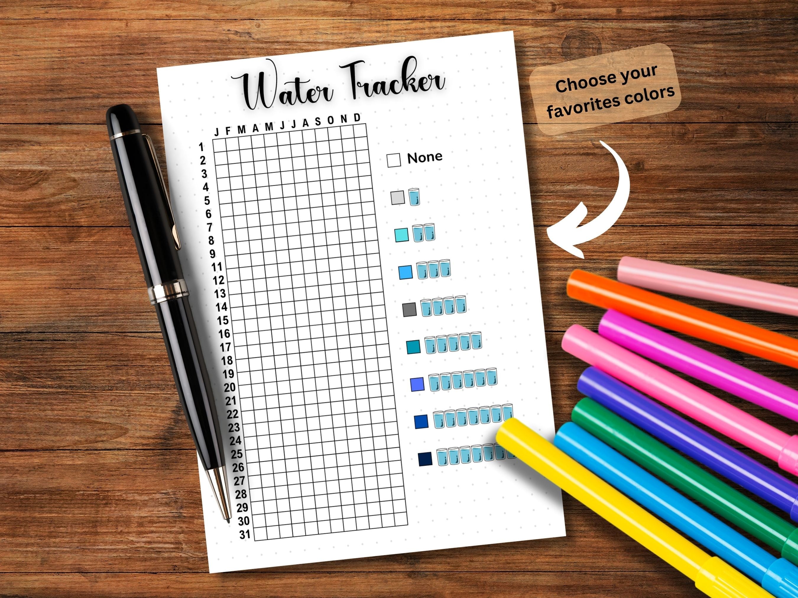 Water Tracker Printable Water Tracker A5, A4 & Letter Journal Page ...