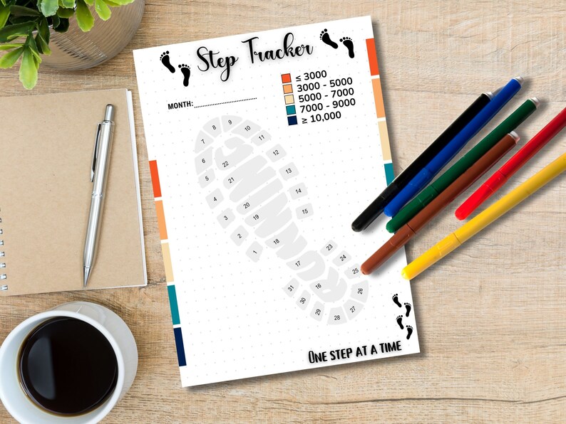 Step Tracker Monthly Challenge | Printable Step Tracker | A5, A4 ...