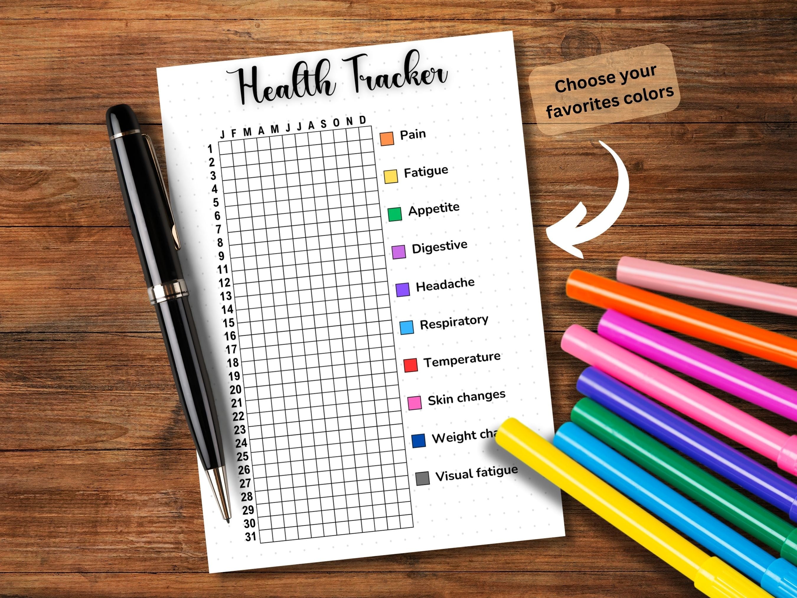 Health Tracker Journal Printable Health Tracker A5, A4 & Letter Journal ...
