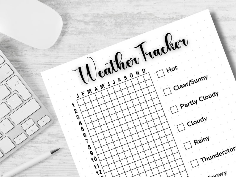 Weather Tracker Printable Weather Tracker A5, A4 & Letter Journal Page ...