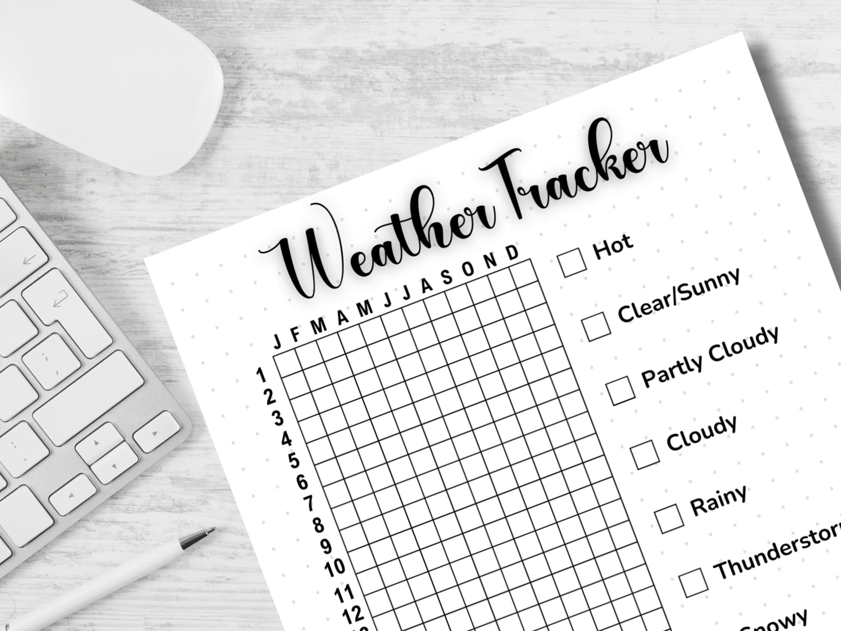 Weather Tracker Printable Weather Tracker A5, A4 & Letter Journal Page ...
