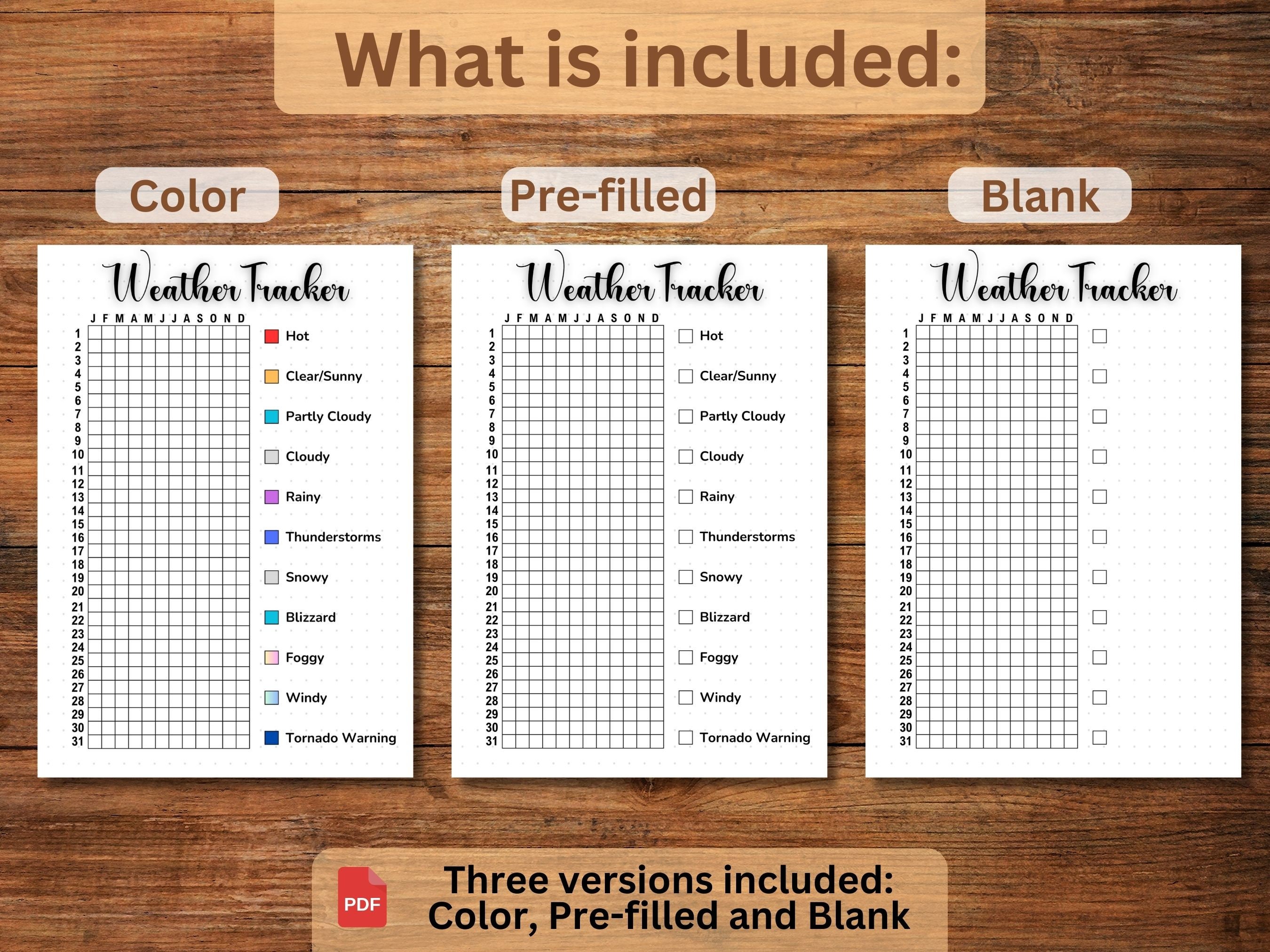 Weather Tracker Printable Weather Tracker A5, A4 & Letter Journal Page ...