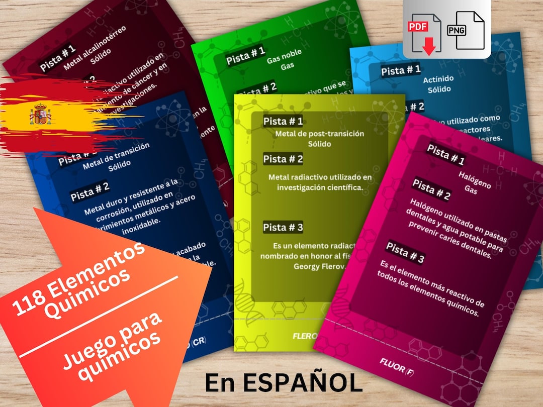 Periodic Table Flashcards Game Spanish Version - Etsy