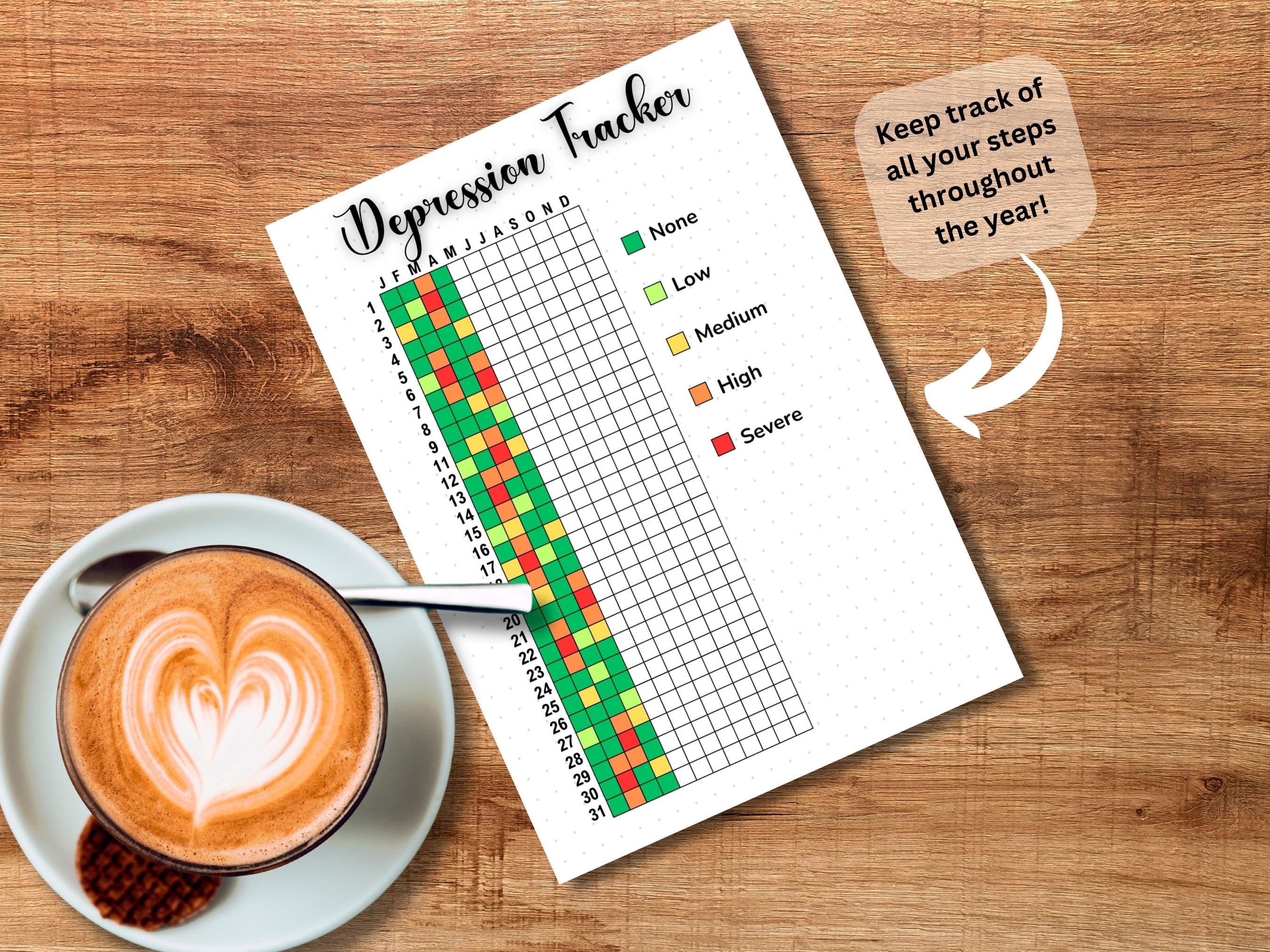 Depression Tracker Printable Depression Tracker A5, A4 & Letter Journal Page Depression Log ...