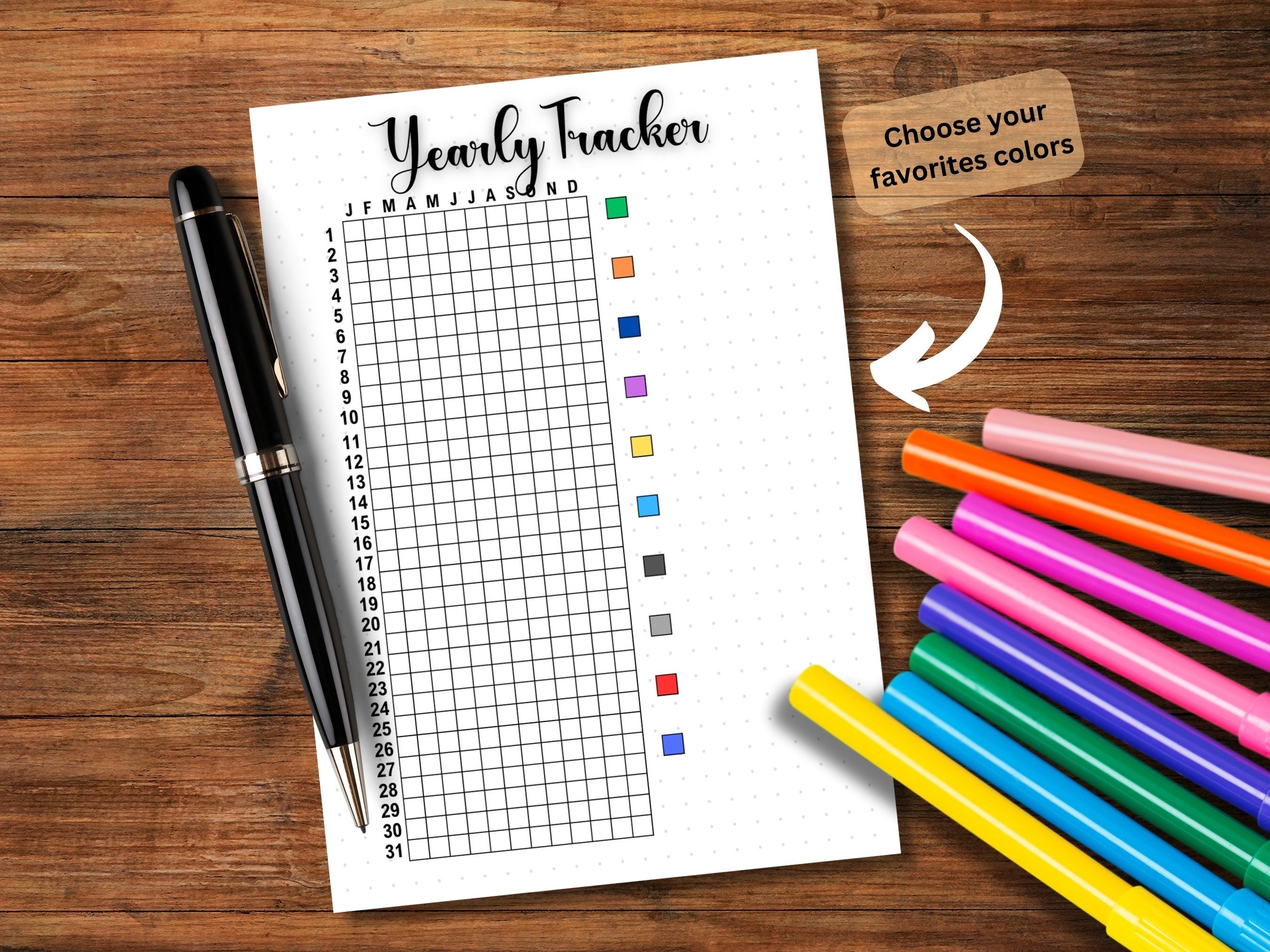 Blank Yearly Tracker Printable Empty Tracker A5, A4 & Letter Journal ...