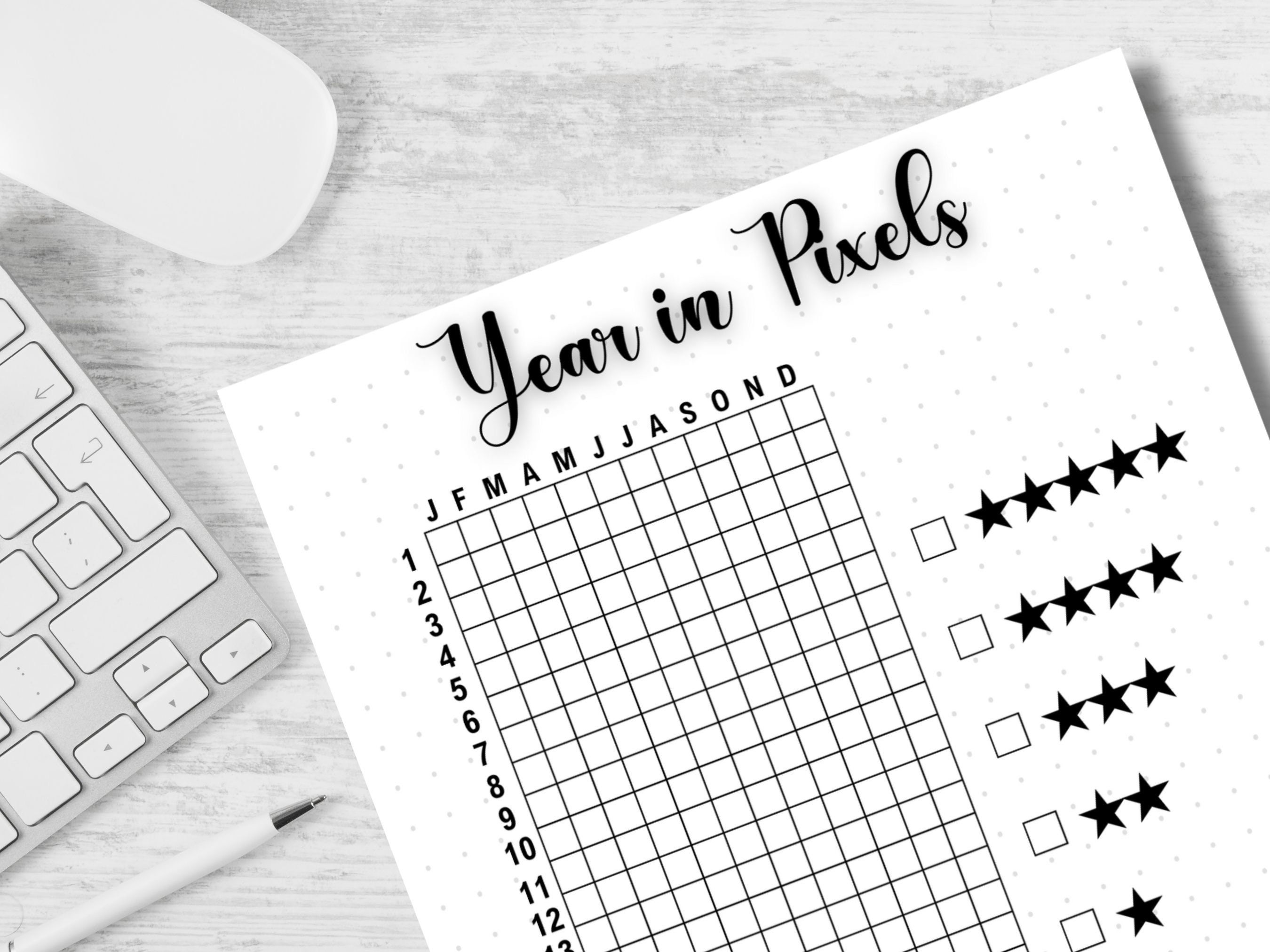 Year in Pixels Journal Printable Year in Pixels Tracker A5, A4 & Letter ...