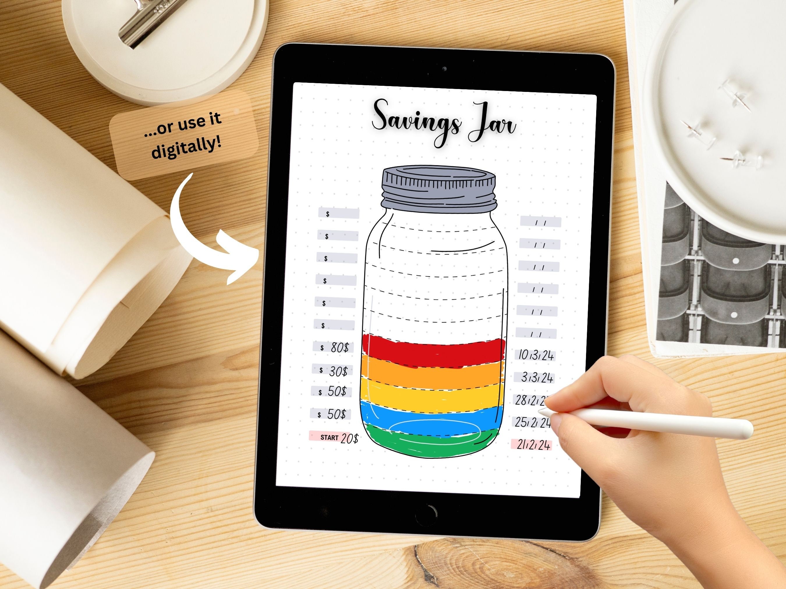 Saving Jar Challenge Printable | Savings Tracker Journal Page | A5, A4 ...