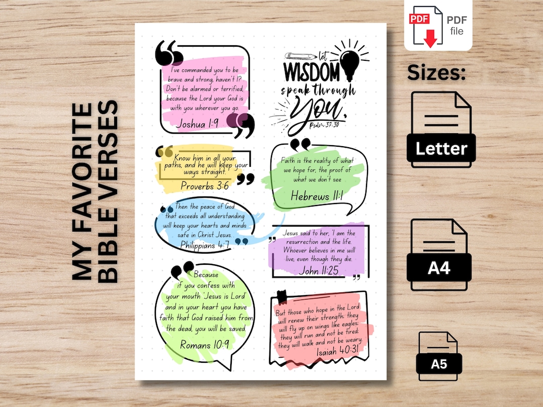My Favorite Bible Verses | 10 Pages | A5, A4 & Letter Page | Blank Text ...