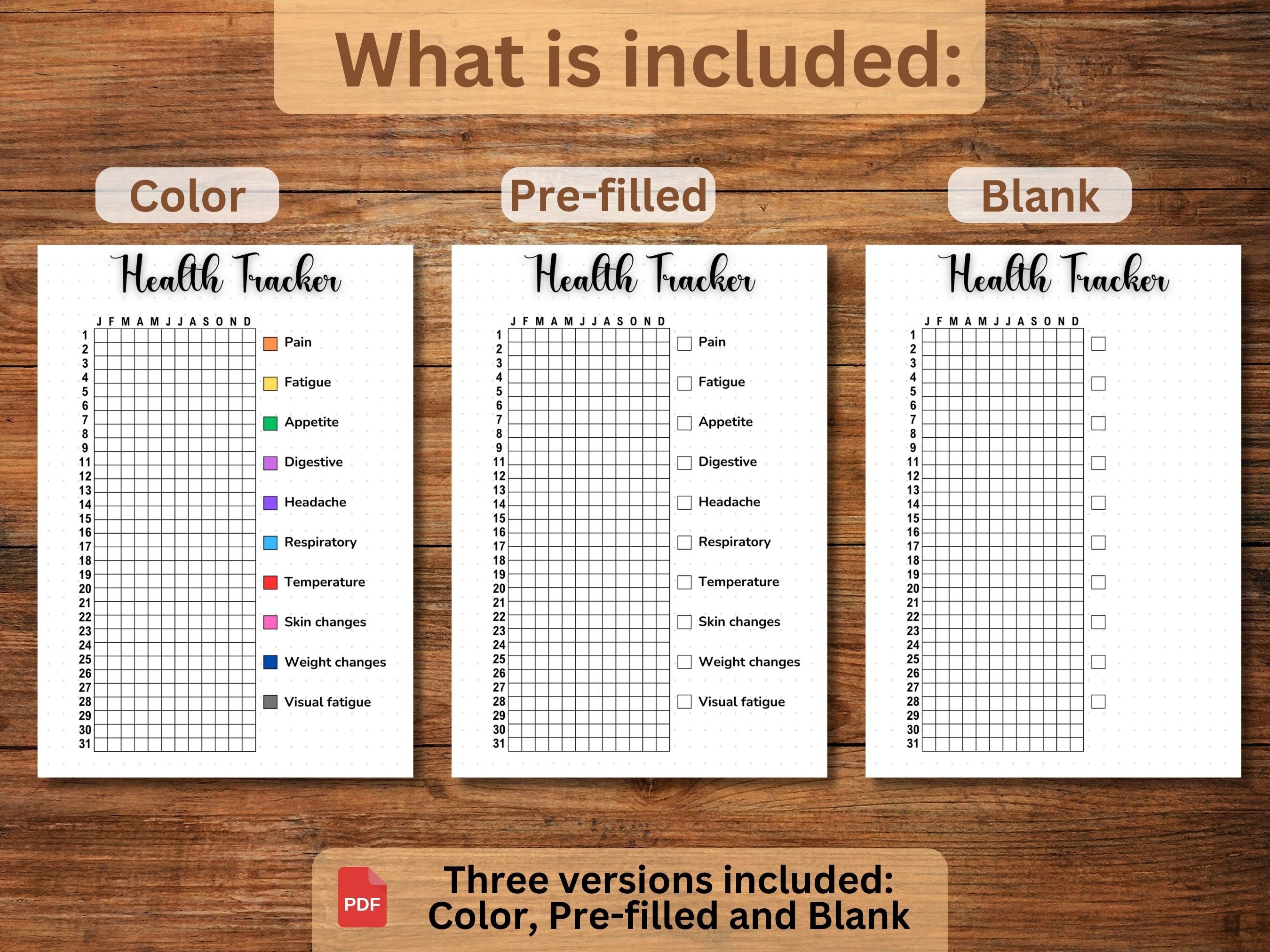 Health Tracker Journal Printable Health Tracker A5, A4 & Letter Journal ...