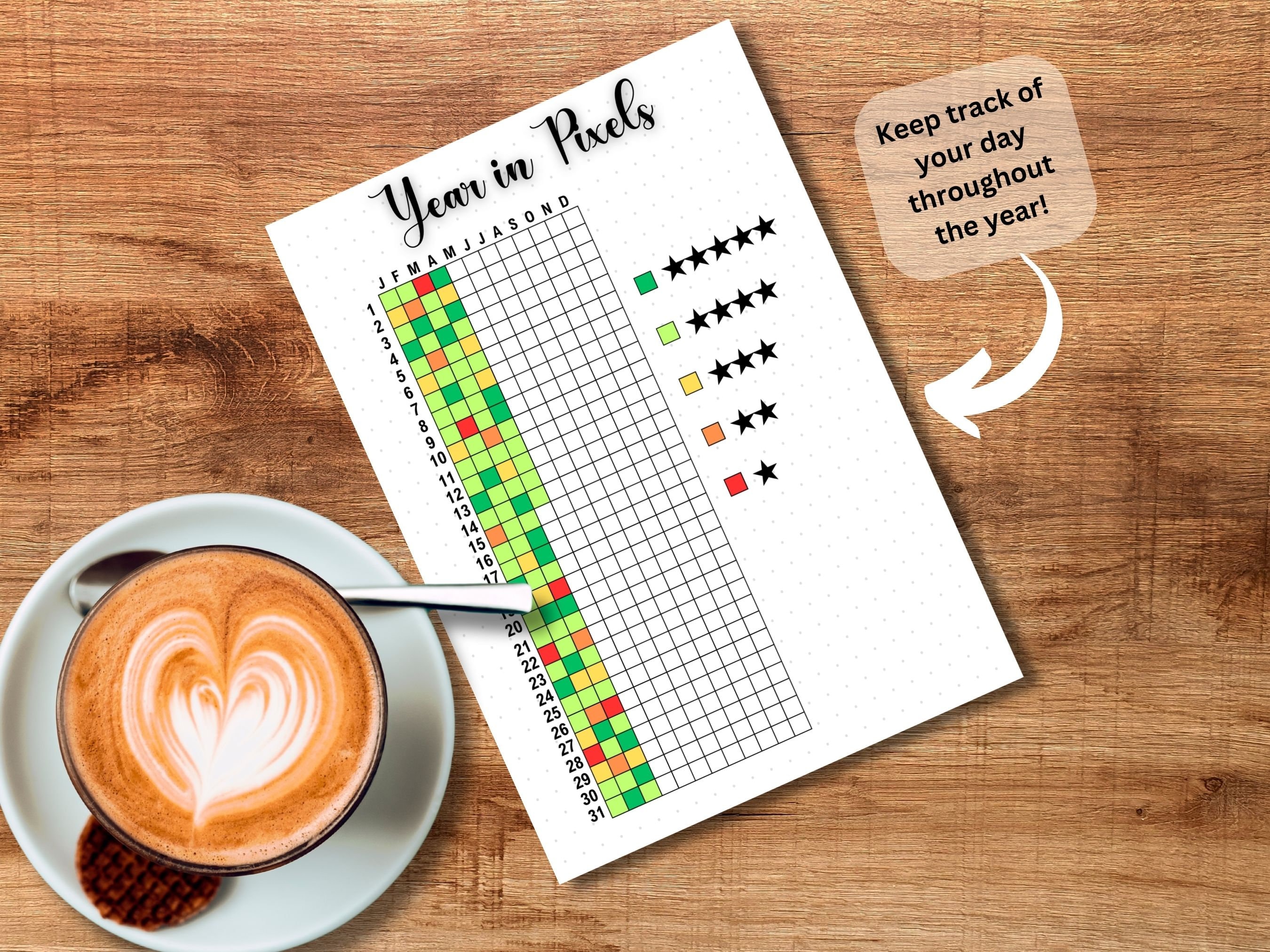 Year in Pixels Journal: Daily Mood Tracker (printable PDF) - Etsy