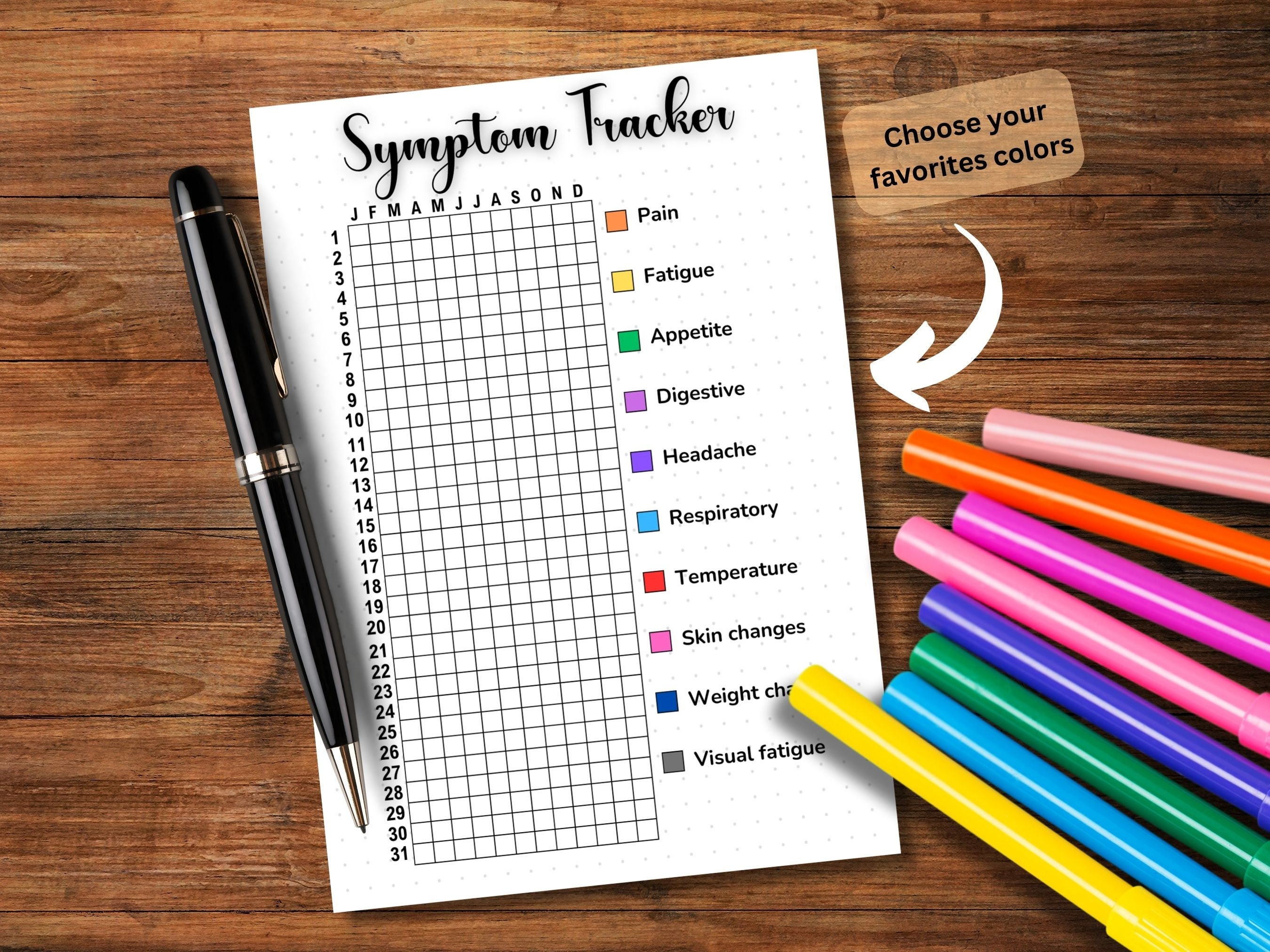 Symptom Tracker Journal Printable Symptom Tracker A5, A4 & Letter ...