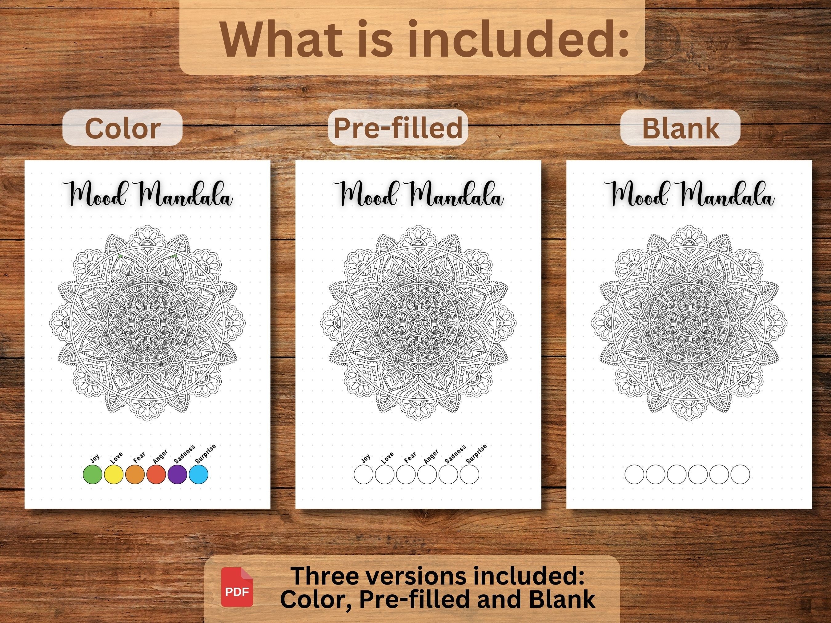 Mood Tracker Mandala | Printable Mood Tracker | A5, A4 & Letter Journal ...