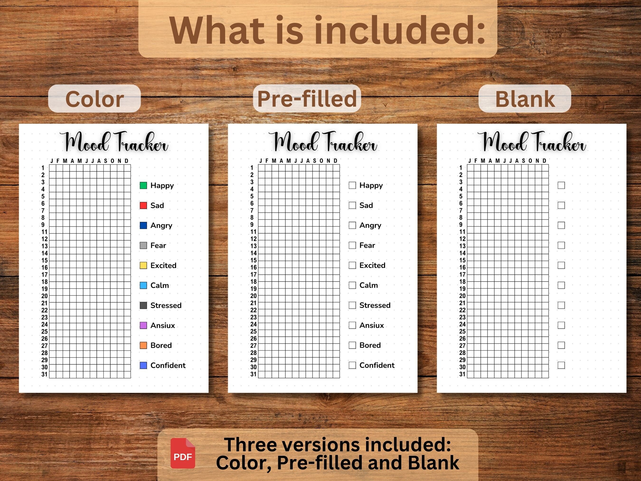 Mood Tracker Printable Mood Tracker A5, A4 & Letter Journal Page ...
