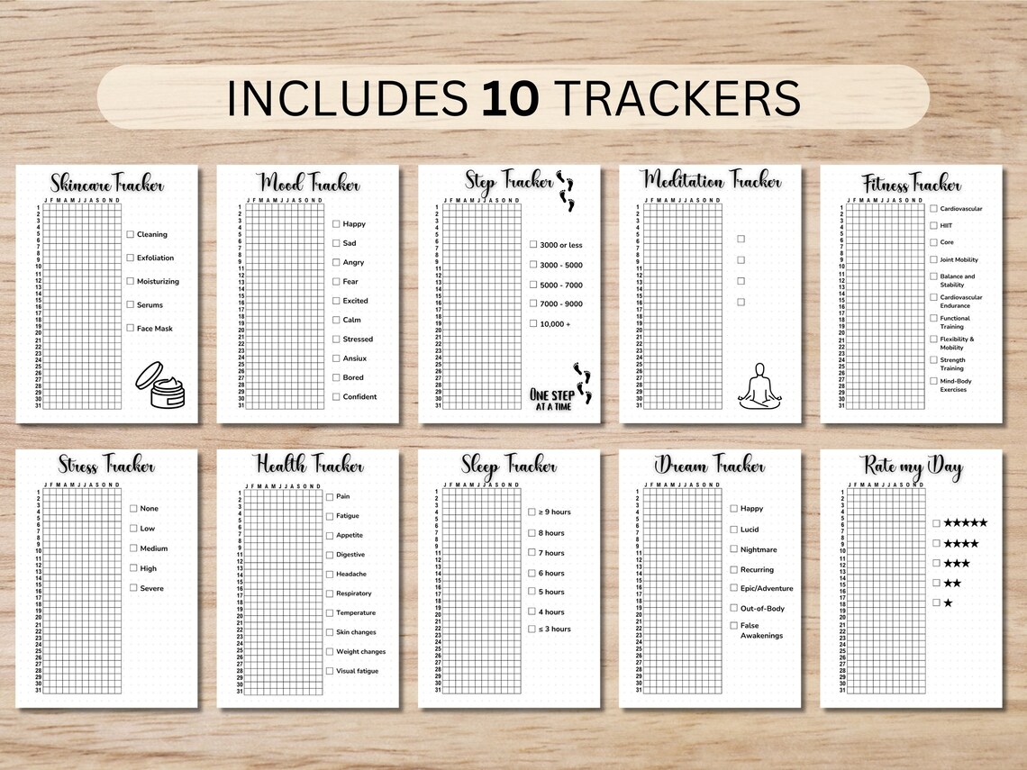 Yearly Tracker Bundle Printable Tracker Bundle A5, A4 & Letter Journal ...