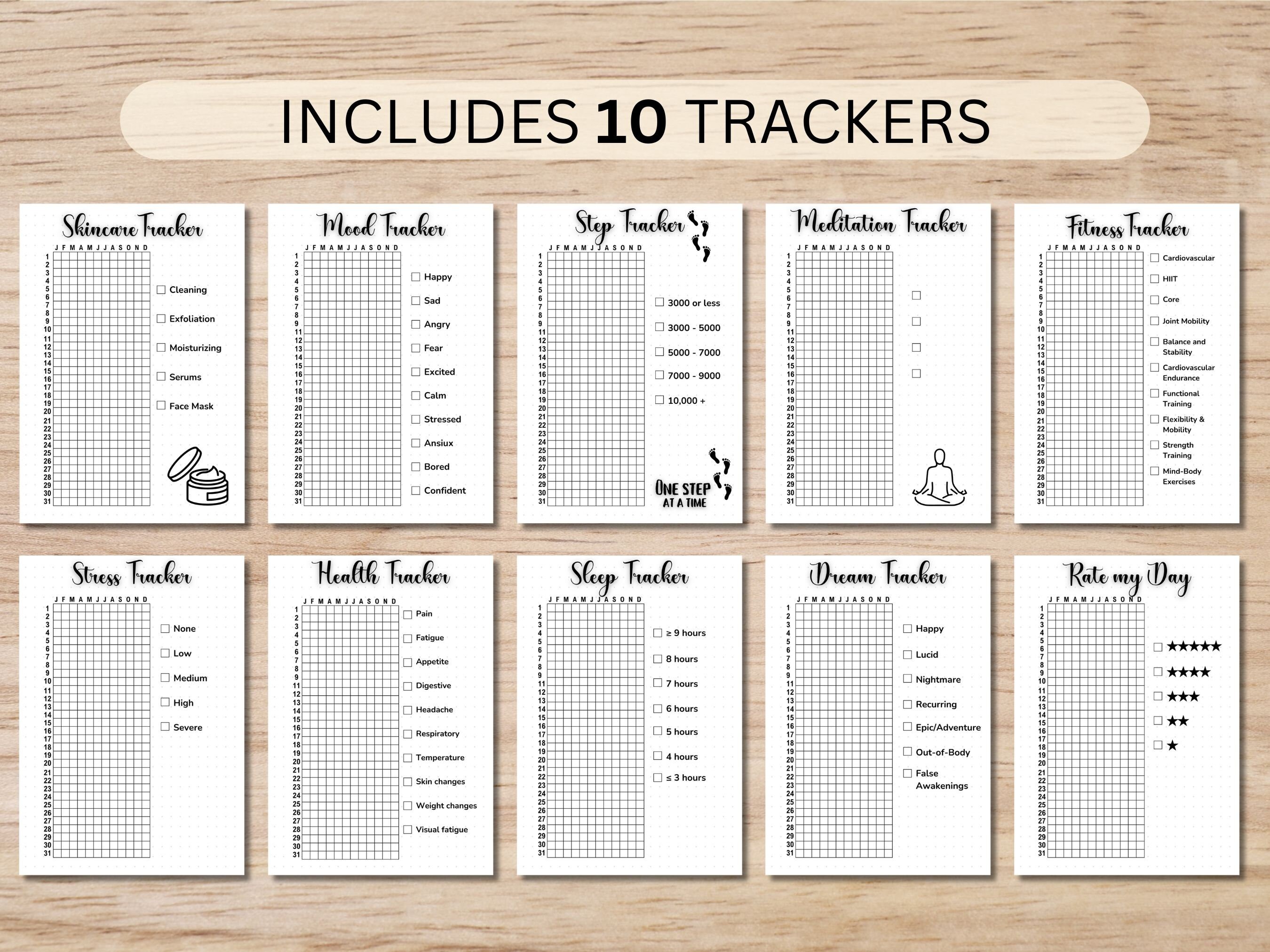 Yearly Tracker Bundle Printable Tracker Bundle A5, A4 & Letter Journal ...