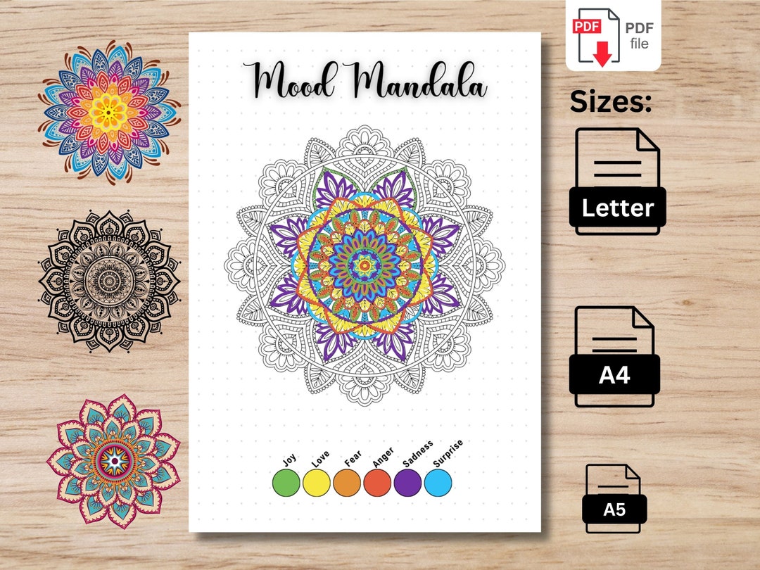 Mood Tracker Mandala | Printable Mood Tracker | A5, A4 & Letter Journal ...