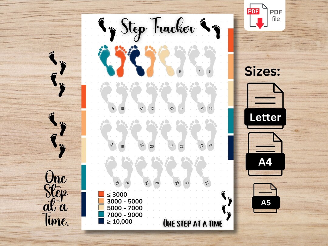 Step Tracker Monthly Challenge | Printable Step Tracker | A5, A4 ...