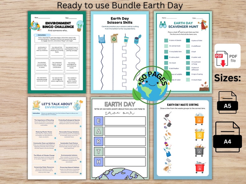 50 Pages Bundle Earth Day Activities Earth Day Scavenger Hunt Earth Day ...