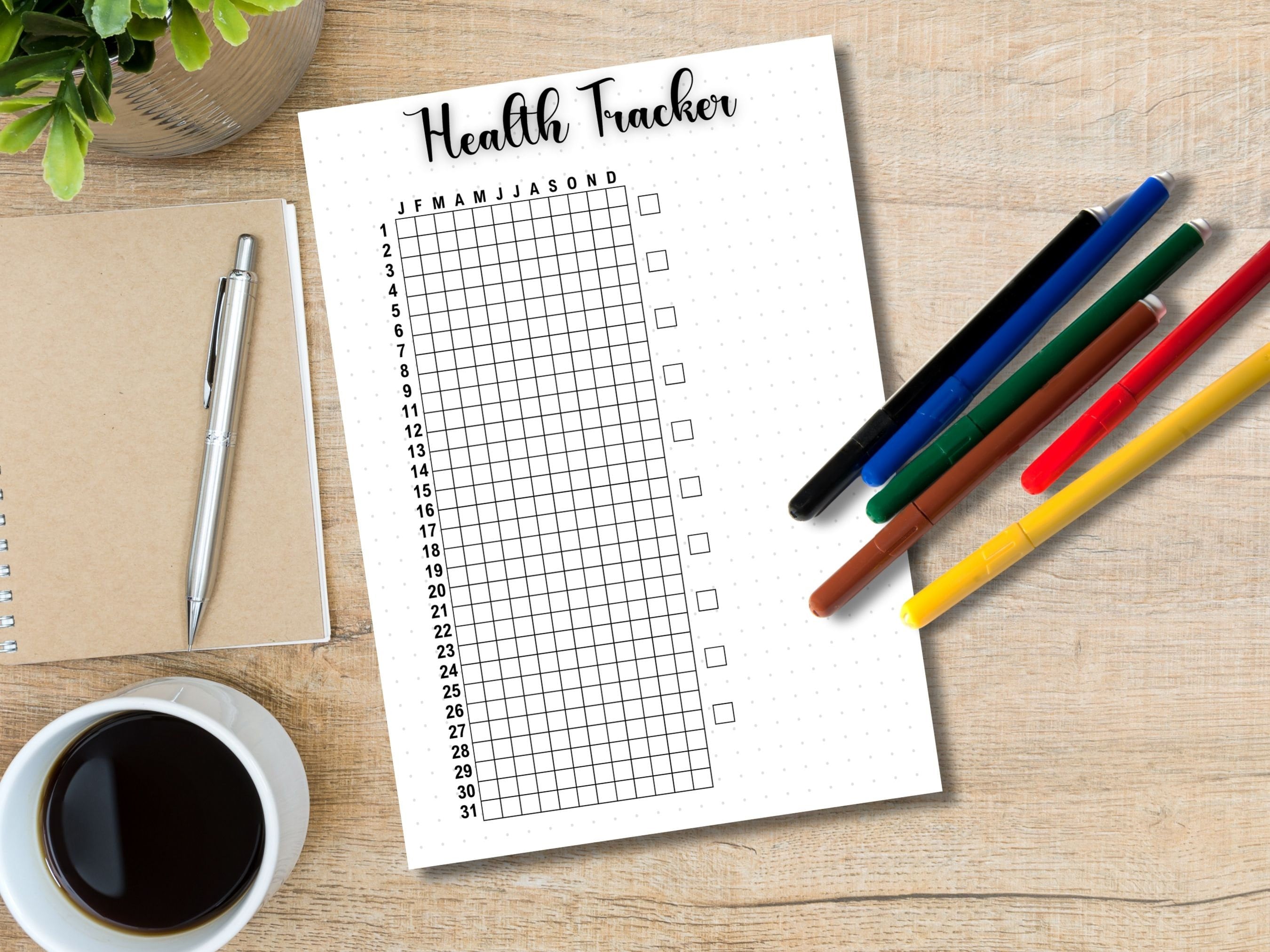 Health Tracker Journal Printable Health Tracker A5, A4 & Letter Journal ...