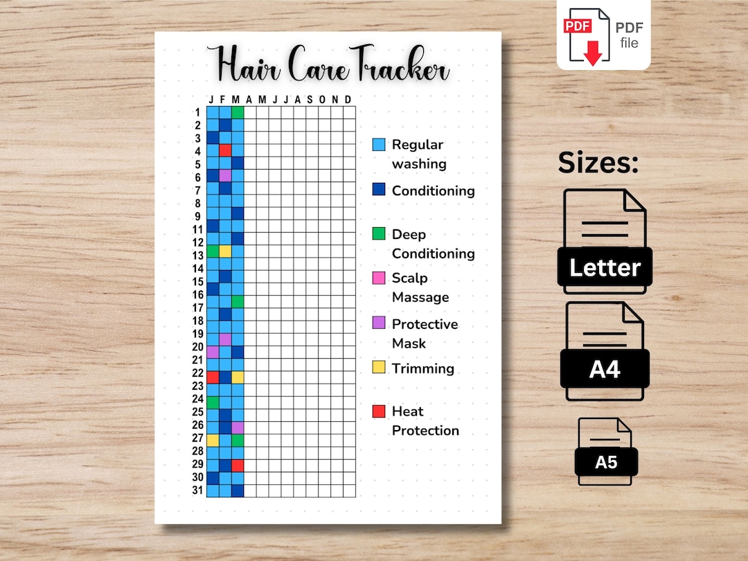 Hair Care Tracker | Printable Hair Care Journal | A5, A4 & Letter ...