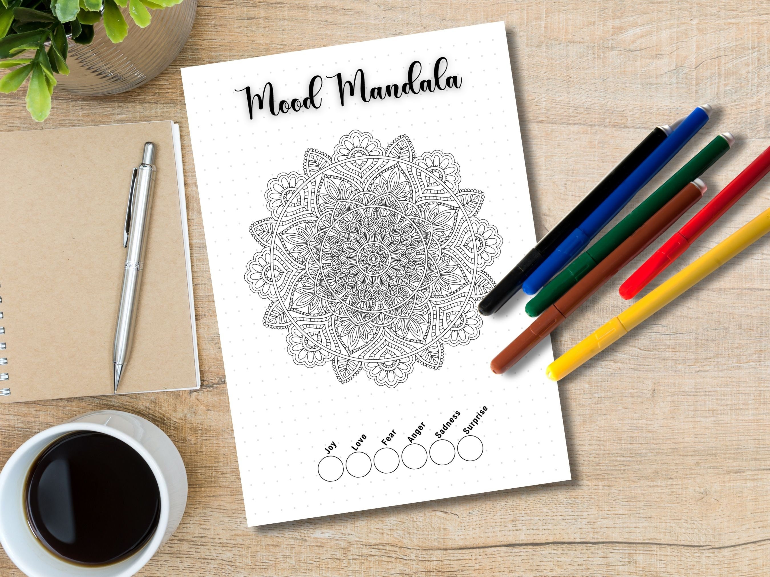 Mood Tracker Mandala | Printable Mood Tracker | A5, A4 & Letter Journal ...