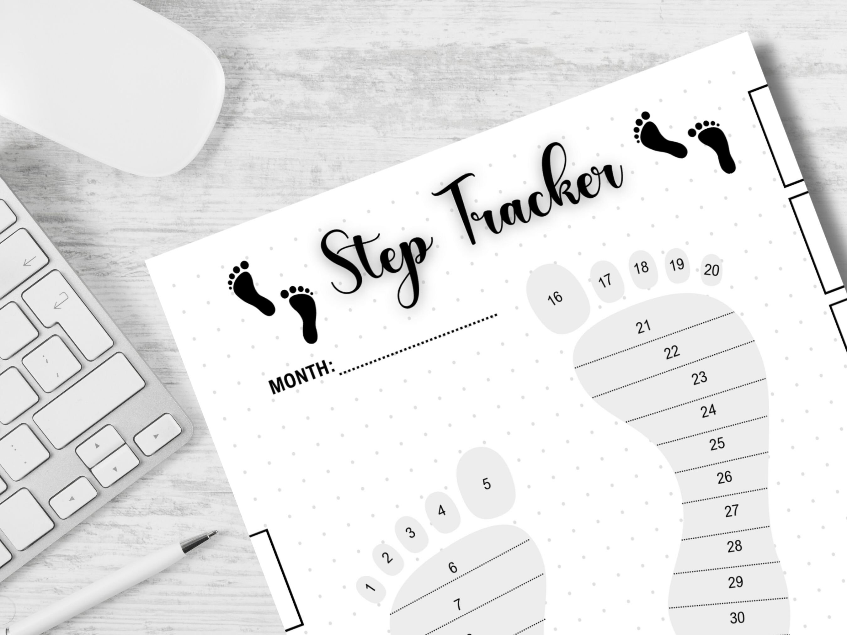 Step Tracker Monthly Challenge Printable Step Tracker A5, A4 & Letter ...